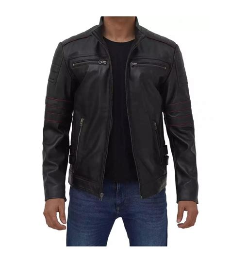 Mens Black Cafe Racer Biker Jacket Cafe Racer Black Biker Jacket