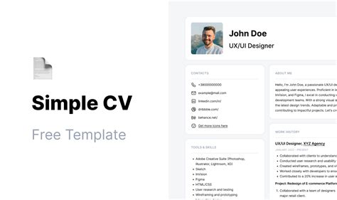 Simple Cv Free Template Figma