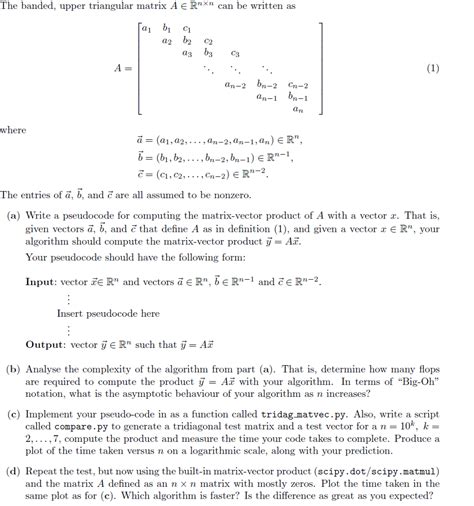 the banded upper triangular matrix a ernxxn can be
