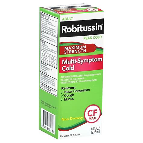 Robitussin Peak Cold 8 Oz Maximum Strength Multi Symptom Cold Relief