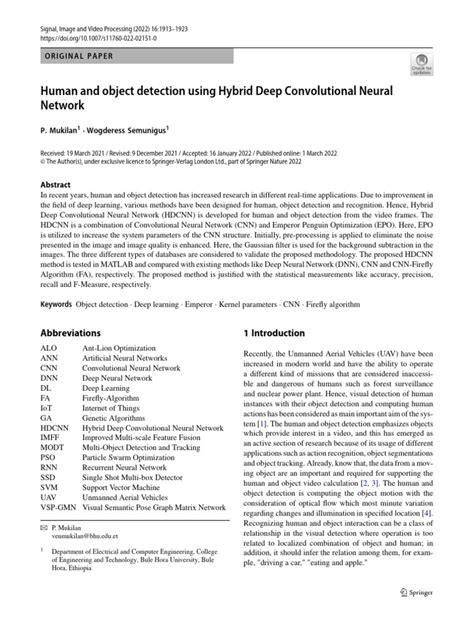 Object Detection Springer Paper Pdf Deep Learning Artificial
