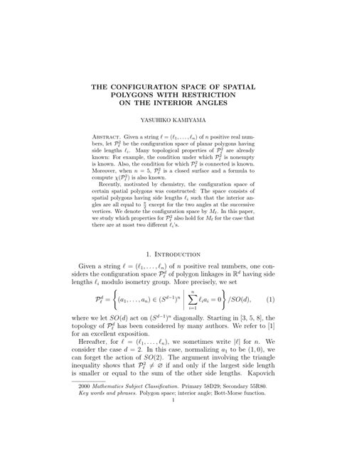 Pdf The Configuration Space Of Spatial Polygons With Restriction On
