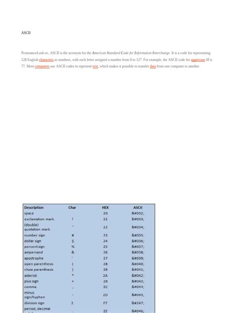 ascii pdf ascii character encoding