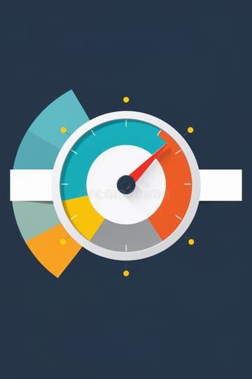 Modern Speedometer Or Dashboard Gauge Design With Color Segments And Measurement Scale For