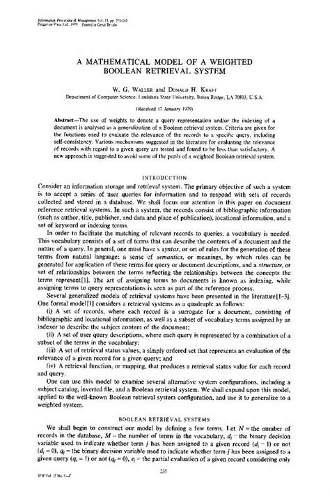pdf a mathematical model of a weighted boolean retrieval system