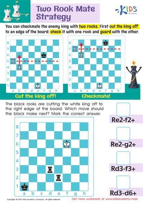 Free Extra Challenge Online Checkmating Patterns Two Rook Mate Worksheets For Grade 1