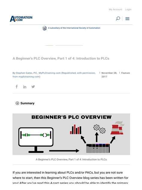 a beginner s plc overview part 1 of 4 introduction to plcs pdf pdf