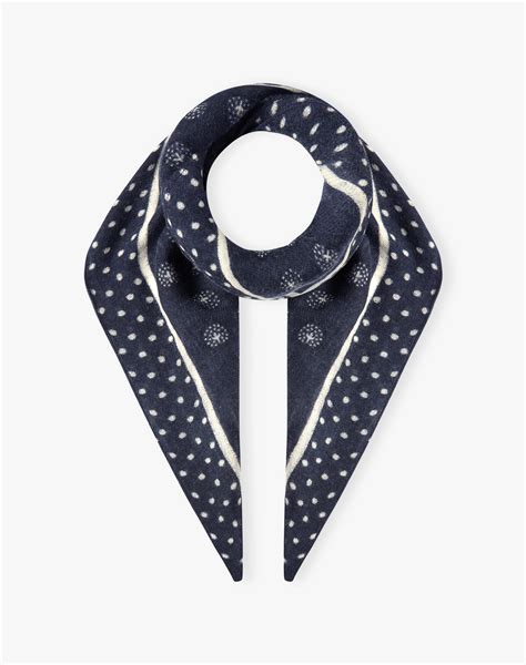 Wool Patchwork Square In Navy And Ecru Accessories Brora