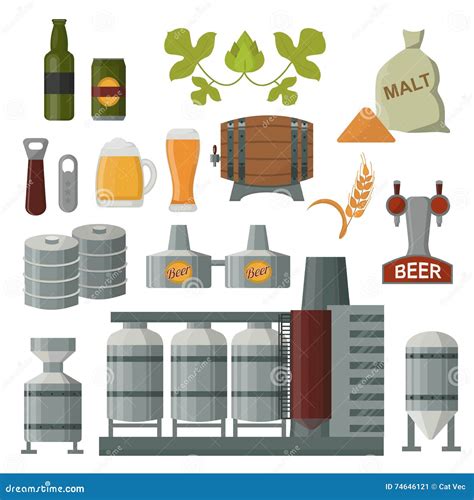 Beer Brewing Process Infographic Flat Style Cartoon Vector
