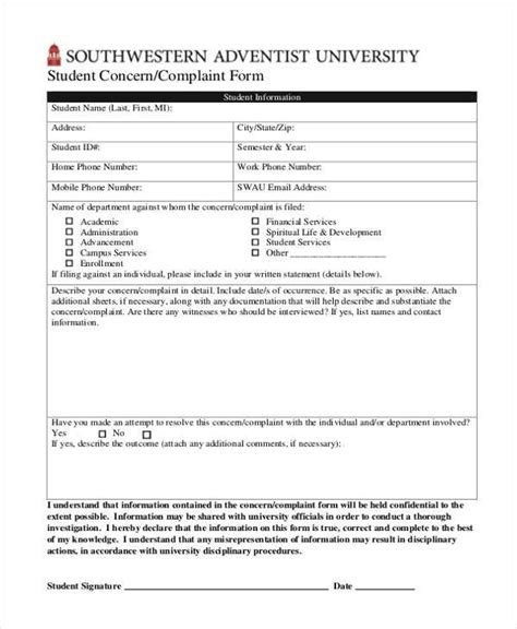 Free 8 Student Complaint Forms In Pdf Ms Word Excel