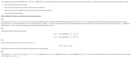 Solved In This Assignment You Will Write MATLAB Code An Chegg