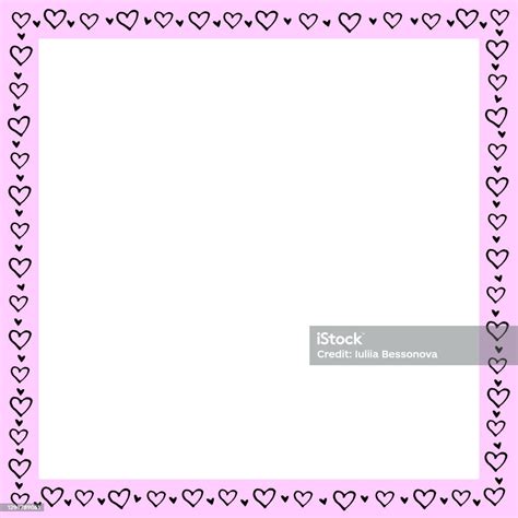 손으로 그린 사각형 프레임 검은 윤곽 하트에서 테두리 사랑 배경 초대 장식 발렌타인 데이 인사말 카드 결혼식의 간단한 로맨스 상징 검은색에 대한 스톡 벡터 아트 및 기타