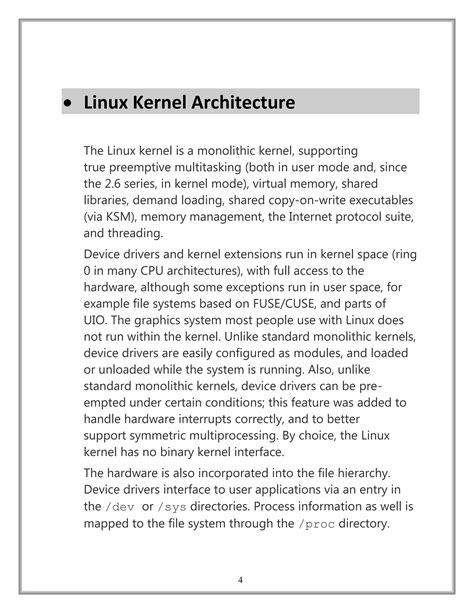 Linux Kernel Architecture And Properties Pdf