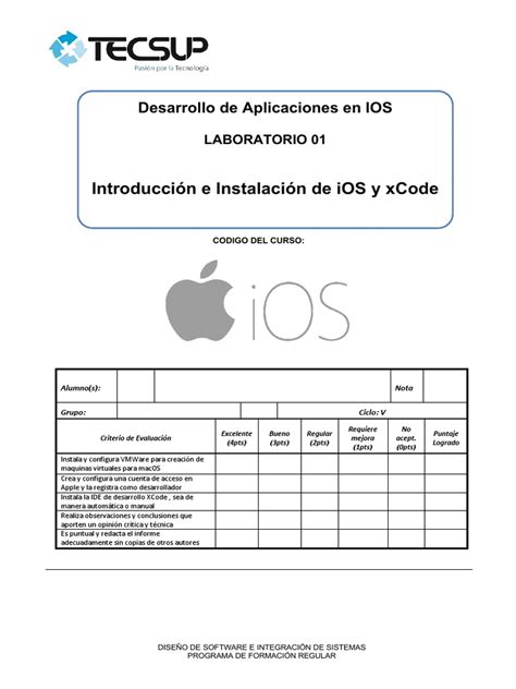 Lab 01 Introducción E Instalación De Ios Y Xcode Pdf Mac Os Ios