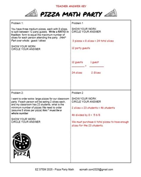 Middle School Pizza Party Math By Ez Steam Tpt