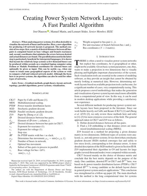 pdf creating power system network layouts a fast parallel algorithm