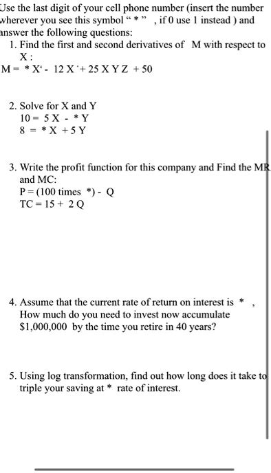 Use The Last Digit Of Your Cell Phone Number Insert The Number Herever You See This Symbol If