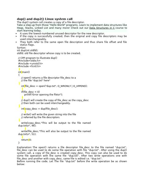 Unit 2 Lp Dup And Dup2 Systemcalls Pdf Computer Architecture Software Development