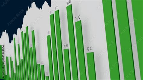 Abstract Green Bar Graph With Financial Figures White Chart And