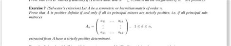 Solved Exercise 7 Sylvesters Criterion Let A Be A