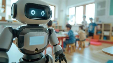 The Robot Staying Inside Classroom To Give Advice And Assistant For