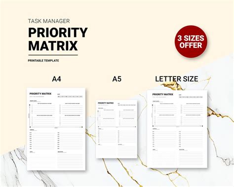 To Do List Task Priority Matrix Matrix Decision Matrix Productivity Planner Action Planner