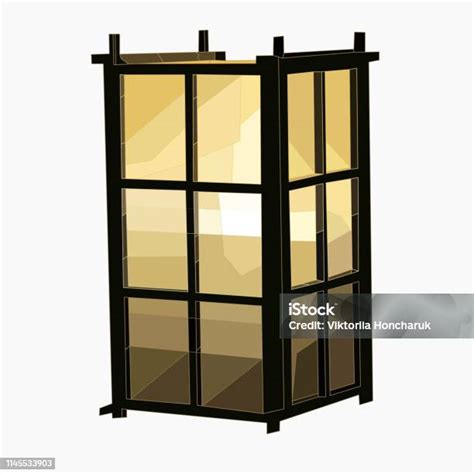 따뜻한 색상의 정사각형 일본 램프의 현실적인 고립 된 그림 인테리어 장식에 대 한 아이디어 벡터 아트 일본 문화에 대한 스톡 벡터 아트 및 기타 이미지 Istock