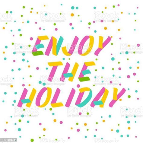 휴일 브러쉬 사인 레터링을 즐길 수 있습니다 색종이와 흰색 배경에 축하 카드 디자인 요소 인사말 카드 오버레이 포스터를위한 휴일 레터링 템플릿 2020년에 대한 스톡 벡터