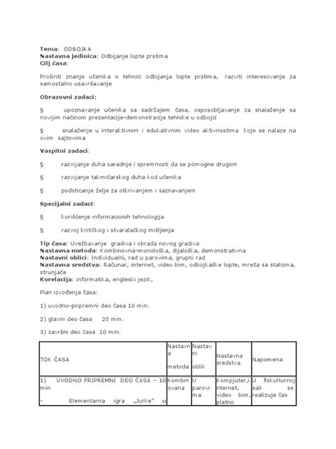 Odbijanje Lopte Prstima Pdf