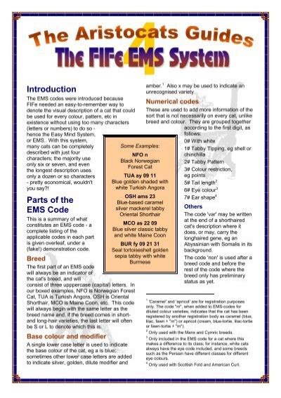 Introduction Parts Of The EMS Code Aristocats Club