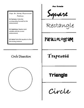 Area Formulas Foldable By Posh Planning Teachers Pay Teachers