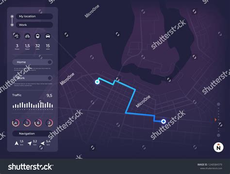 Navigation Map Gps Mobile Interface Route Stock Vector Royalty Free 1240584379 Shutterstock