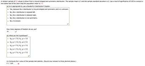 Solved A Random Sample Of 25 Values Is Drawn From A