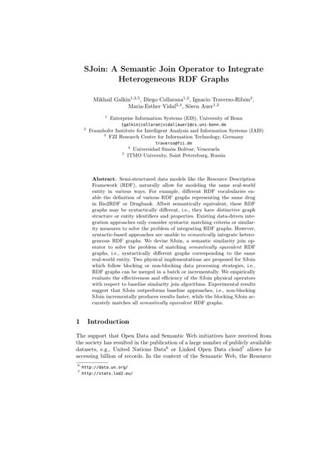 Pdf Sjoin A Semantic Join Operator To Integrate Heterogeneous Rdf Graphs