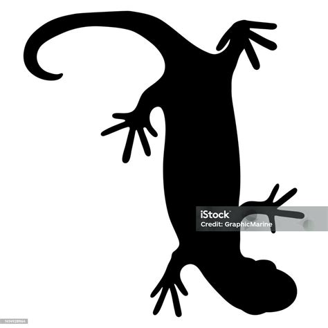 도마뱀 파충류 게코 블랙 실루엣 벡터 일러스트레이션 흰색 배경에 고립 된 간단한 검은 실루엣 그림 책 스티커 포스터 카드 옷을