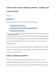 Guide On How To Write A A Thematic Statement Edited 1 Docx Guide On How To Write A Thematic