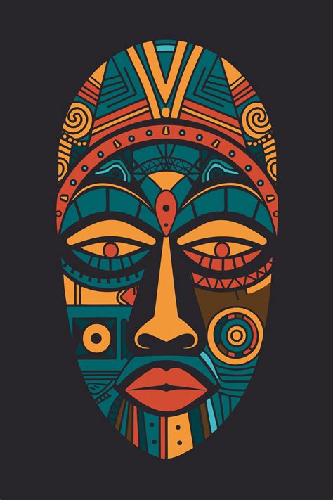 African Tribal Mask Wall Art Vector Illustration Tribal Masks For