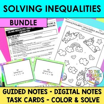 Solving Inequalities Using Addition Subtraction Notes Activities