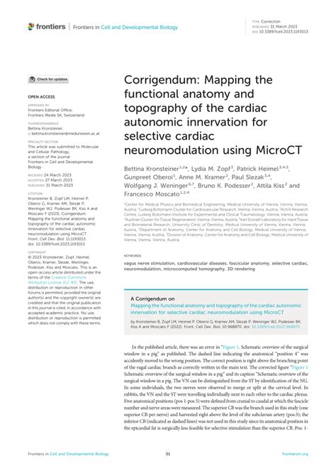 Pdf Corrigendum Mapping The Functional Anatomy And Topography Of The Cardiac Autonomic