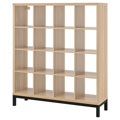 Kallax Shelving Unit With Underframe White Stained Oak Effect Black 577 8x645 8 Ikea