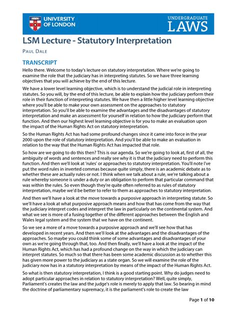 Lsm 4 Statutoryinterpretation Transcript Pdf Statutory Interpretation Plain Meaning Rule