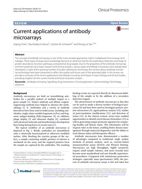 Pdf Current Applications Of Antibody Microarrays