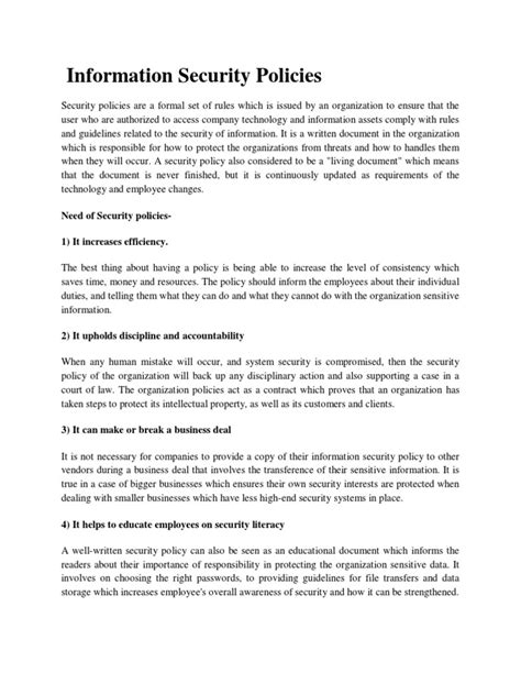 Security Policies Pdf Computer Security Security