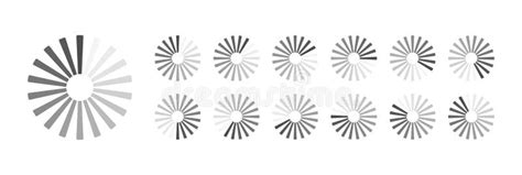 Set Of Circular Loading Icons Waiting Signs Progress Bar For Upload