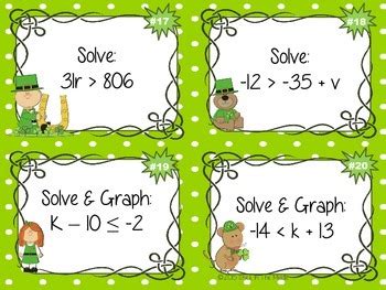 Solving Inequalities One Step Task Cards By Stuck In The Middle With Candelmo