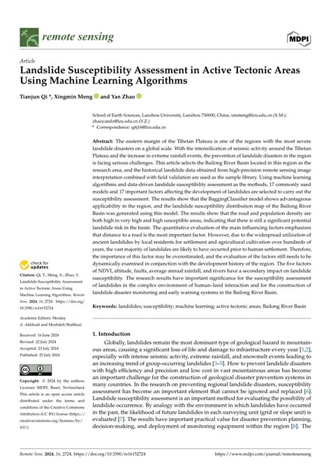 Pdf Landslide Susceptibility Assessment In Active Tectonic Areas Using Machine Learning Algorithms