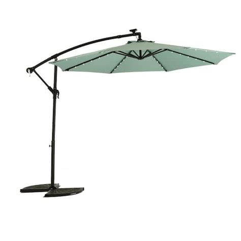 10 Ft Market Solar Patio Umbrella Outdoor Offset Hanging Umbrella With