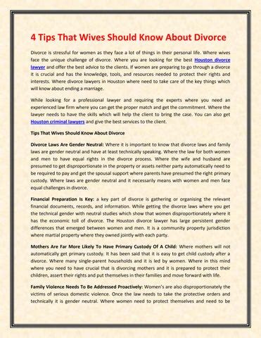 Tips That Wives Should Know About Divorce By Rizeroven Issuu