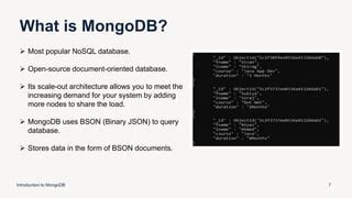 Introduction To MongoDB Pptx Databases Computer Software And Applications