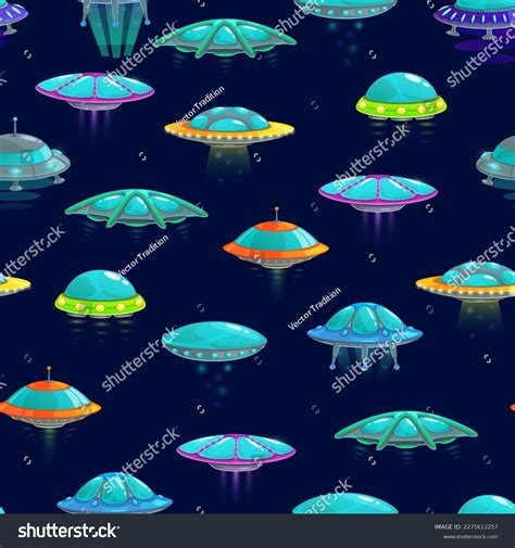 Cartoon Ufo Spacecrafts Seamless Pattern Vector Stock Vector Royalty Free 2275612257